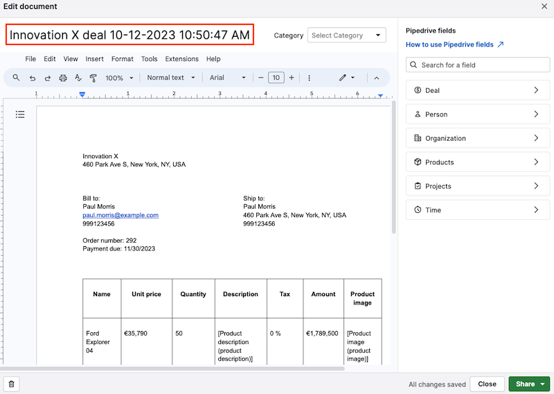 Smart Docs Fields And Templates Knowledge Base Pipedrive